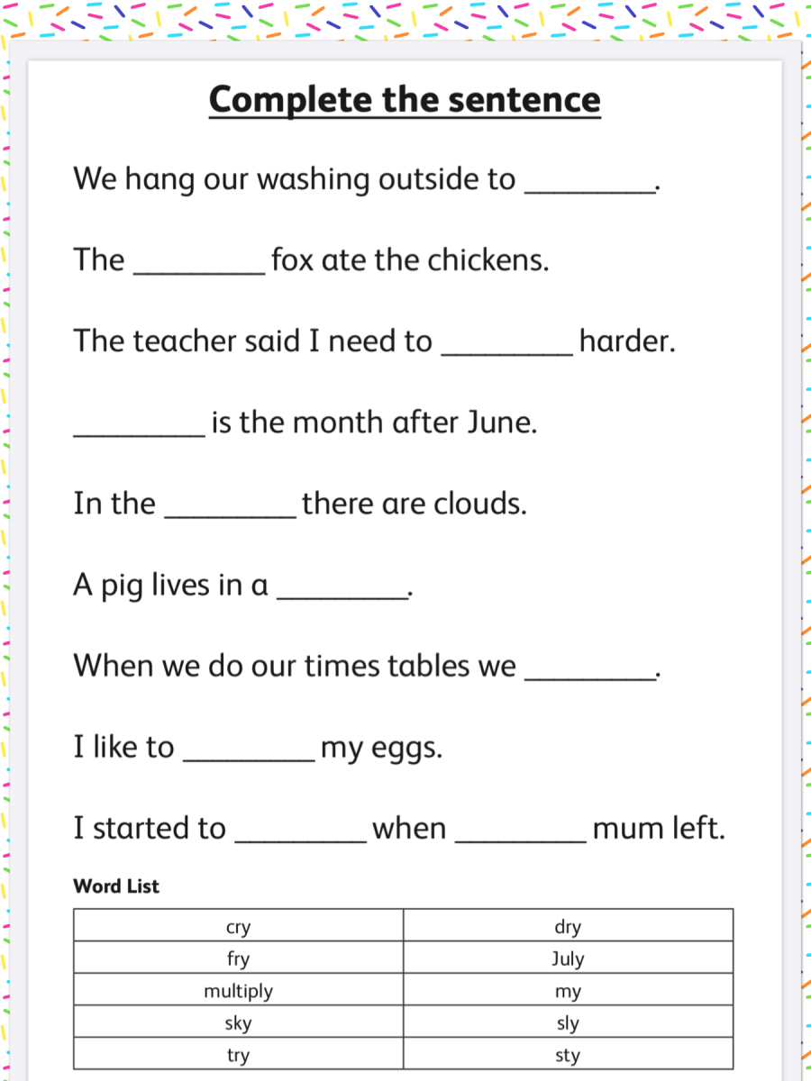 Spelling Sentences Worsbrough Common Primary School